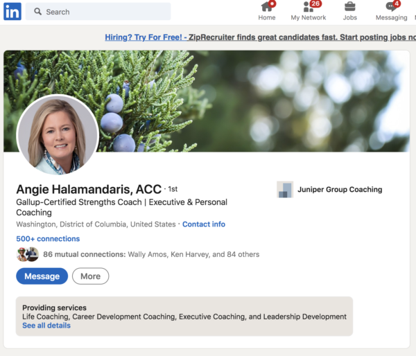 Let's Connect on LinkedIn - Juniper Group Executive and Personal Coaching